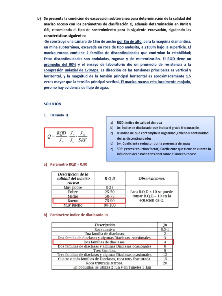 Ejercicio B Geomecanic | PDF | Roca (geología) | Materiales