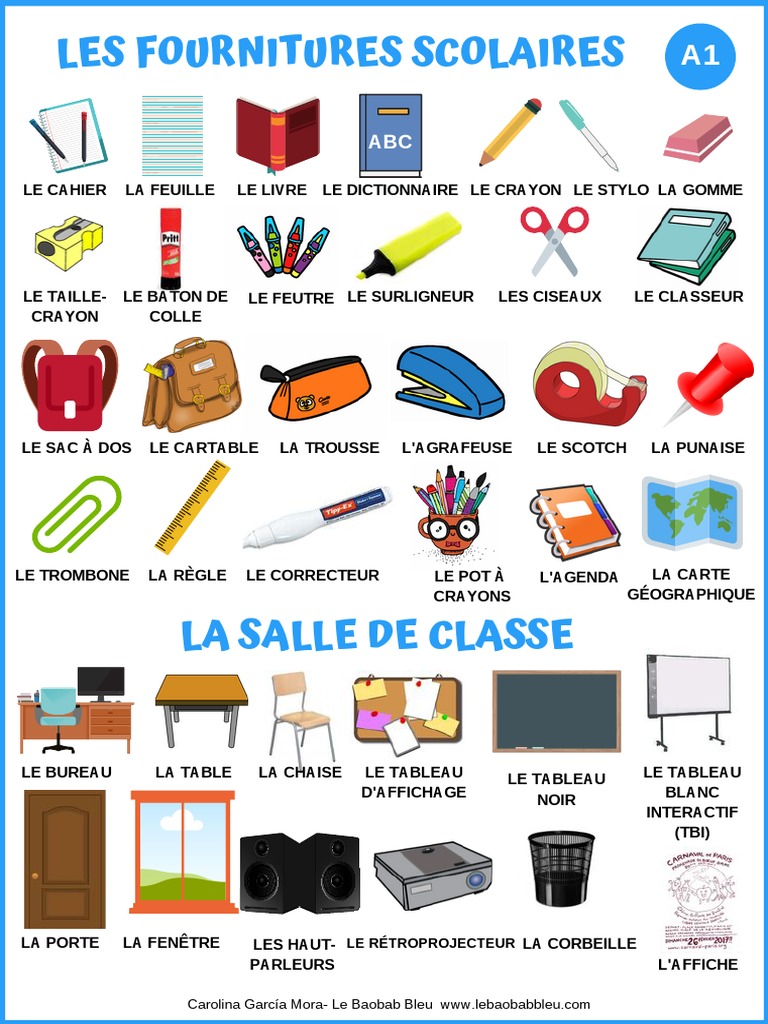 Lexique Fournitures Et Elements de La Classe | PDF