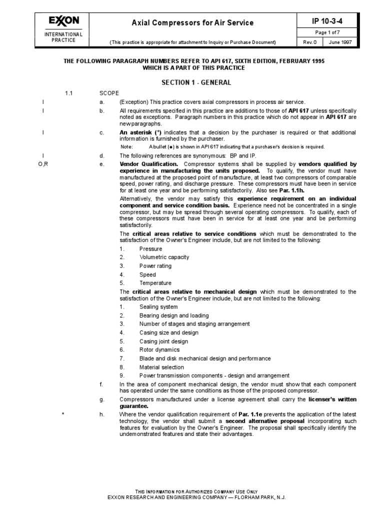 Exxon IP 10-3-4 Axial Compressors For Air Service | PDF | Bearing ...
