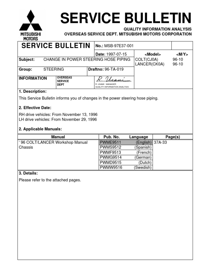 Service Bulletin | PDF | Vehicles | Motor Vehicle
