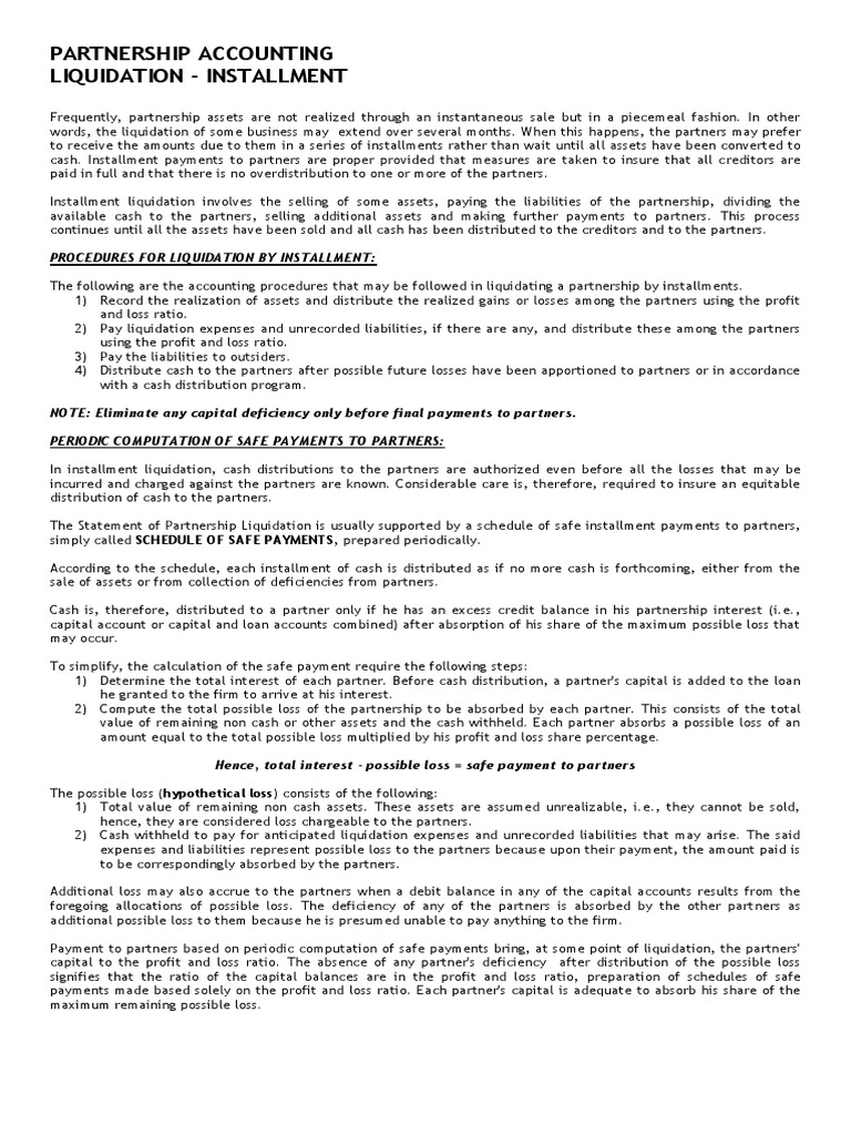 Liquidation Installment | PDF | Debits And Credits | Interest