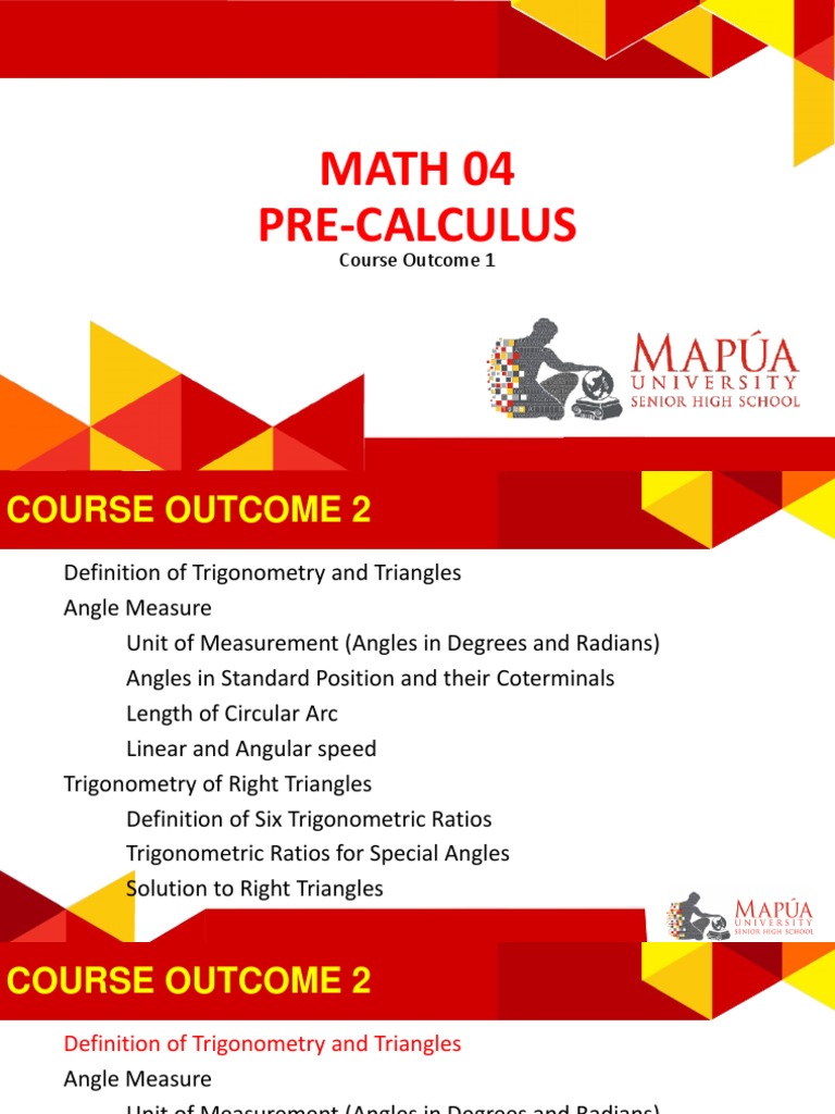 Math 04 Pre-Calculus: Course Outcome 1 | PDF | Trigonometric Functions ...