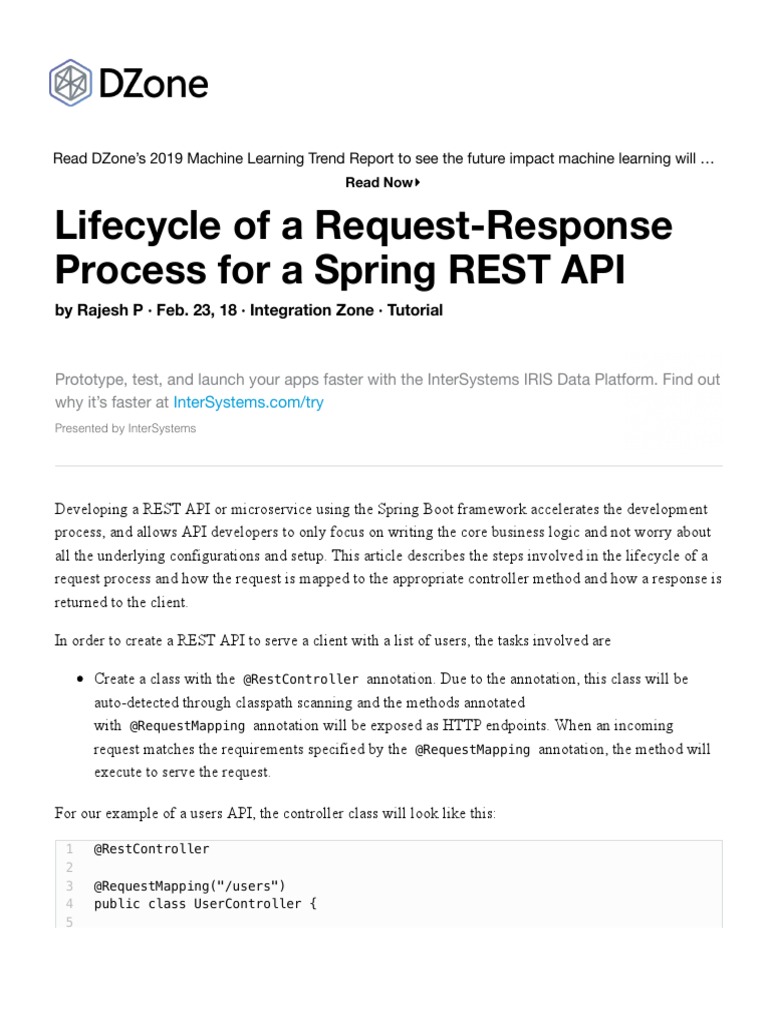 Lifecycle of A Request-Response Process For A Spring REST API | Download Free PDF | Java Servlet ...