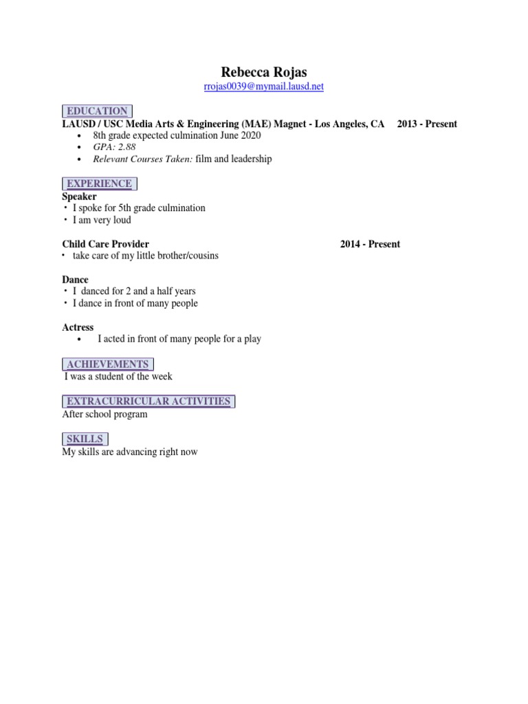 Rebecca Rojas - Resume | PDF