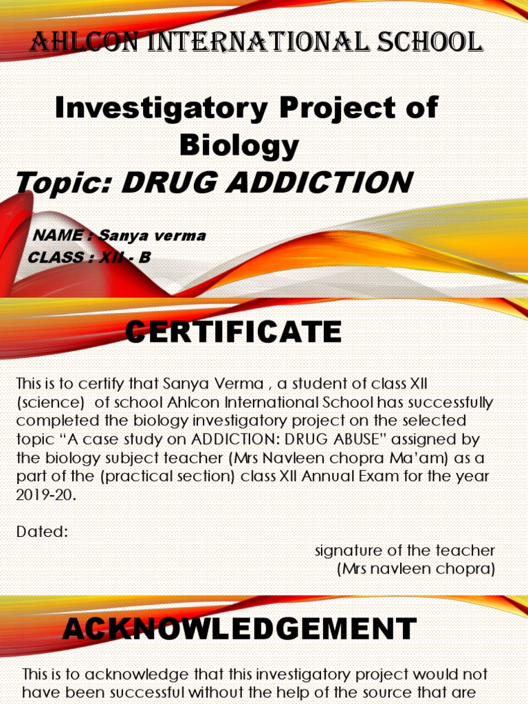 Investigatory Project On Drug Addiction Final | PDF | Substance ...