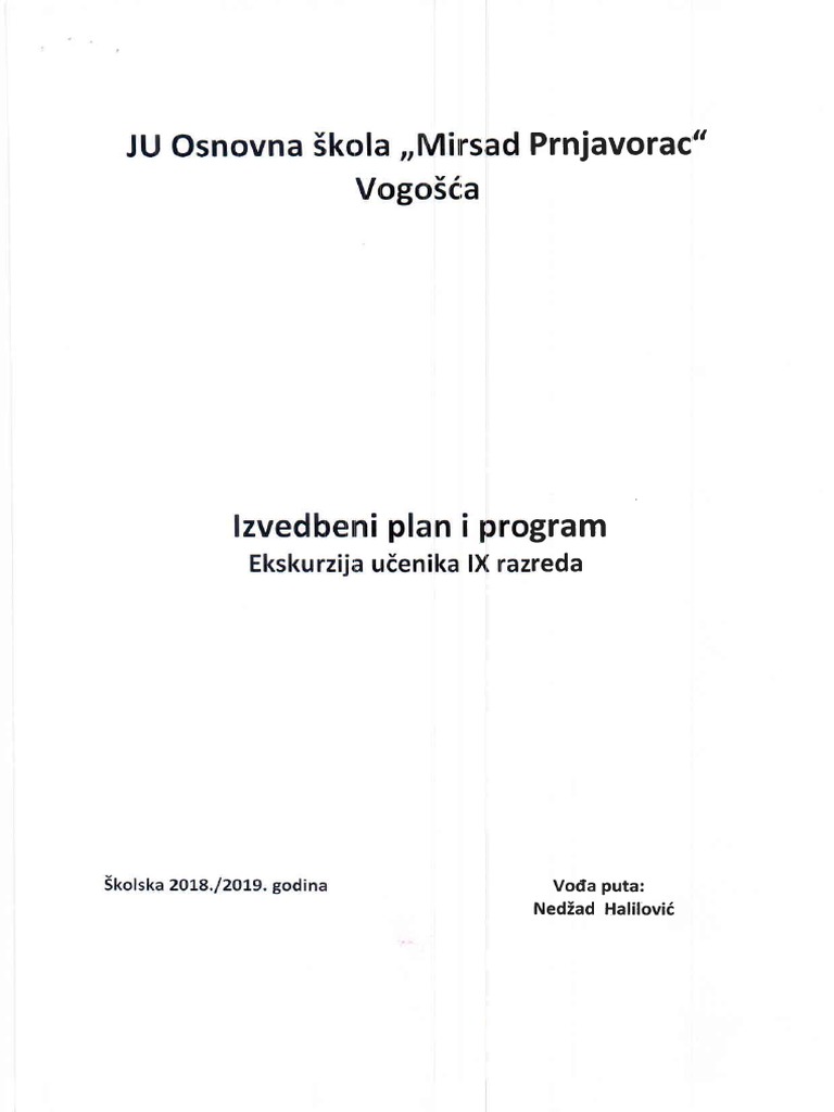 Izvedbeni Plan I Program | PDF