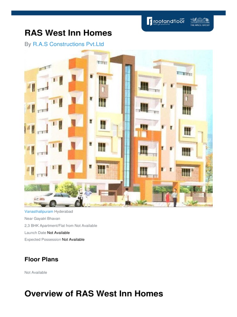 RAS West Inn Homes: R.A.S Constructions PVT - LTD | PDF | Apartment ...