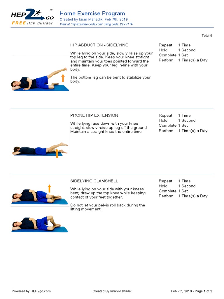 Home Exercise Program: Created by Kiran Mahadik Feb 7th, 2019 | PDF ...