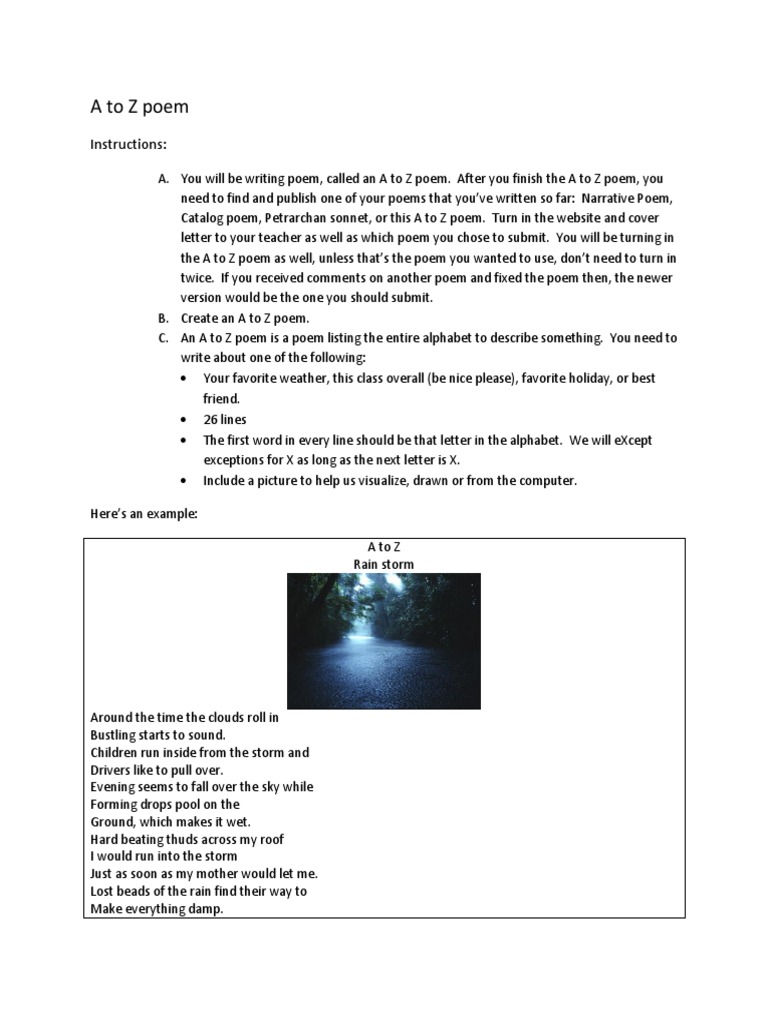 A To Z Poem | PDF