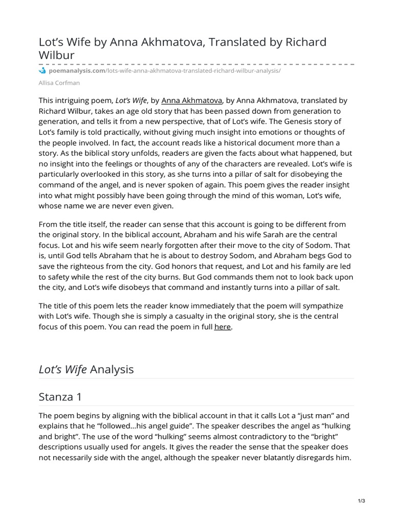 Lot's Wife: Akhmatova's Poetic Insight | PDF | Sodom And Gomorrah | Abraham