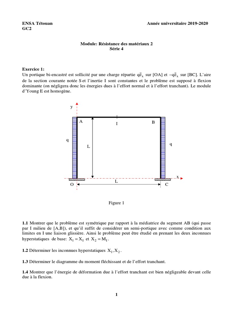 Exercices corrigés sur les portiques RDM | PDF | Flexion (matériau ...