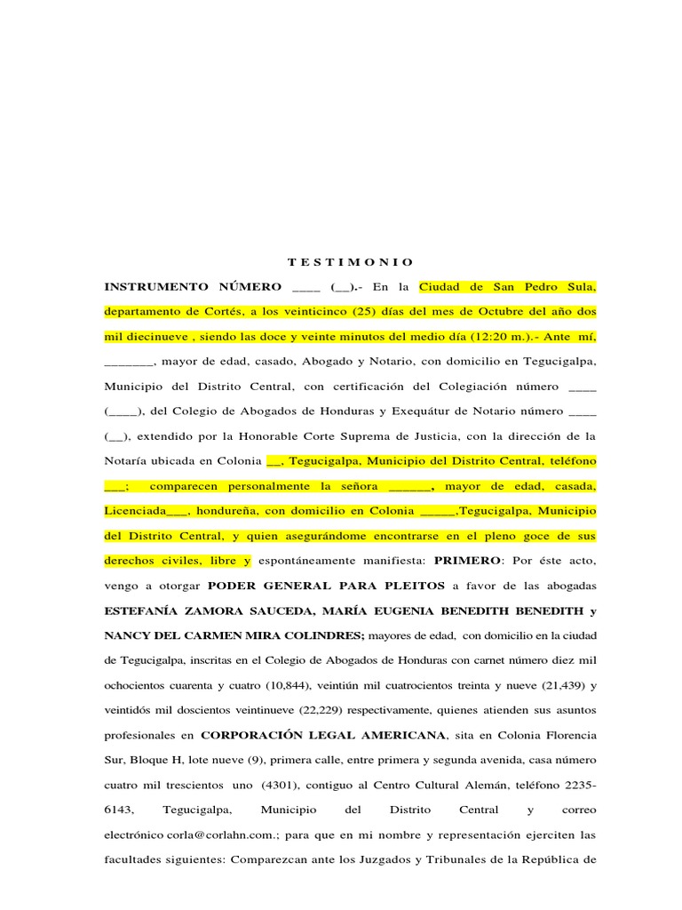 Borrador Poder General Para Pleitos | Ley administrativa | Ley procesal