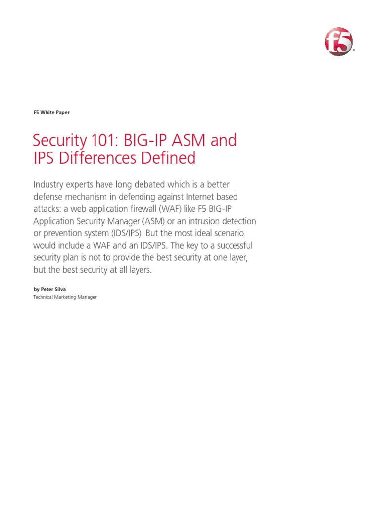 Security 101: BIG-IP ASM and IPS Differences Defined: F5 White Paper | PDF | Computer Security ...