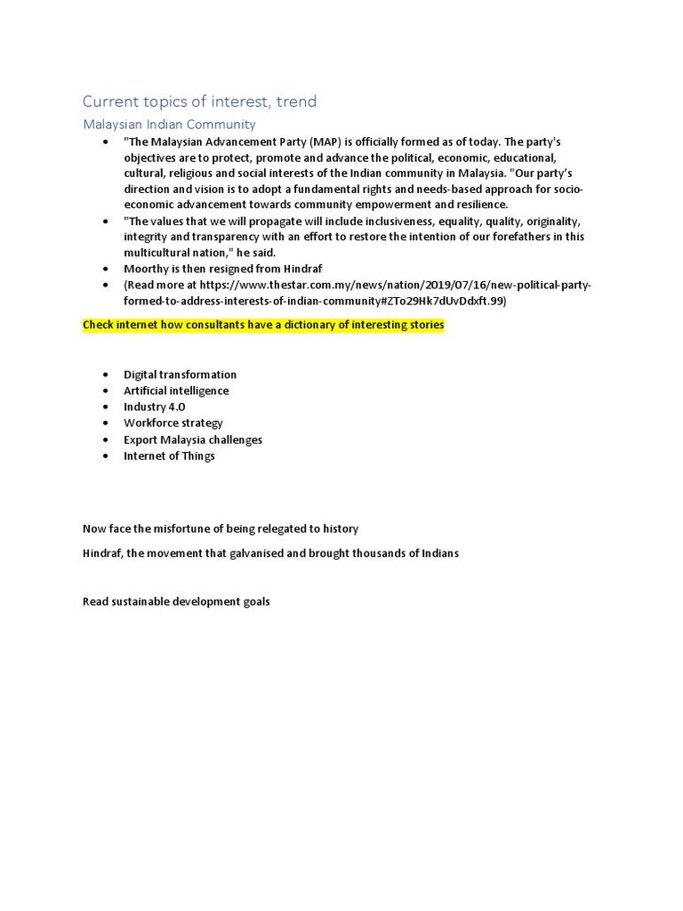 Current Topics of Interest | PDF