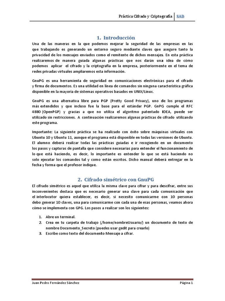 Practica Cifrado y Criptografia PDF | Descargar gratis PDF | Clave (criptografía) | Cibercrimen