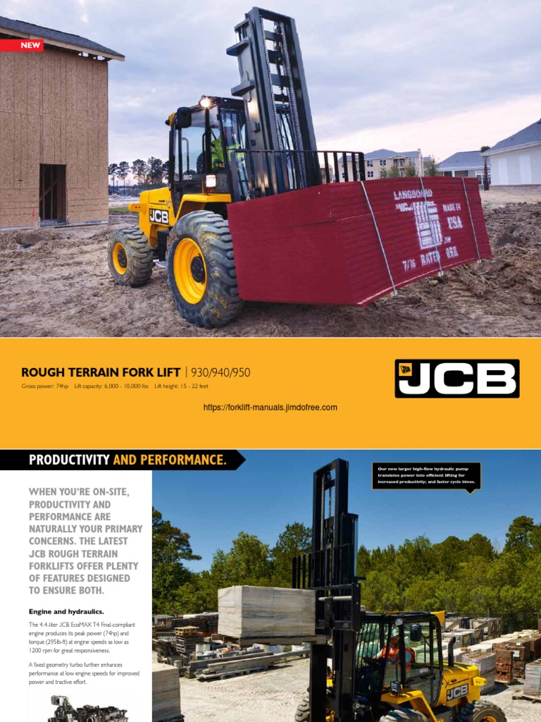 JCB Rough Terrain Forklift 930 940 950 Brochure PDF | PDF | Forklift ...