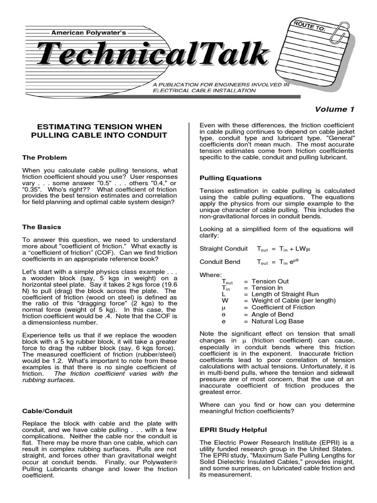 Cable Pulling Tension Estimation Guide | PDF | Friction | Force