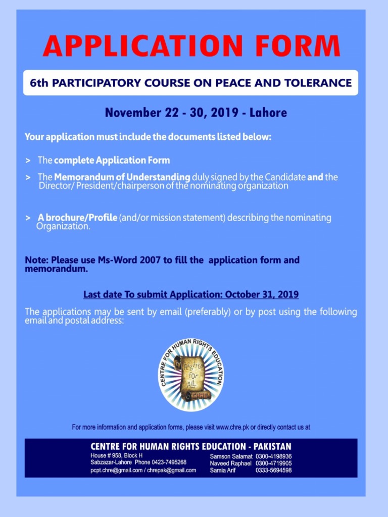 PCPT Application Form 201888 | PDF | Cognition | Communication