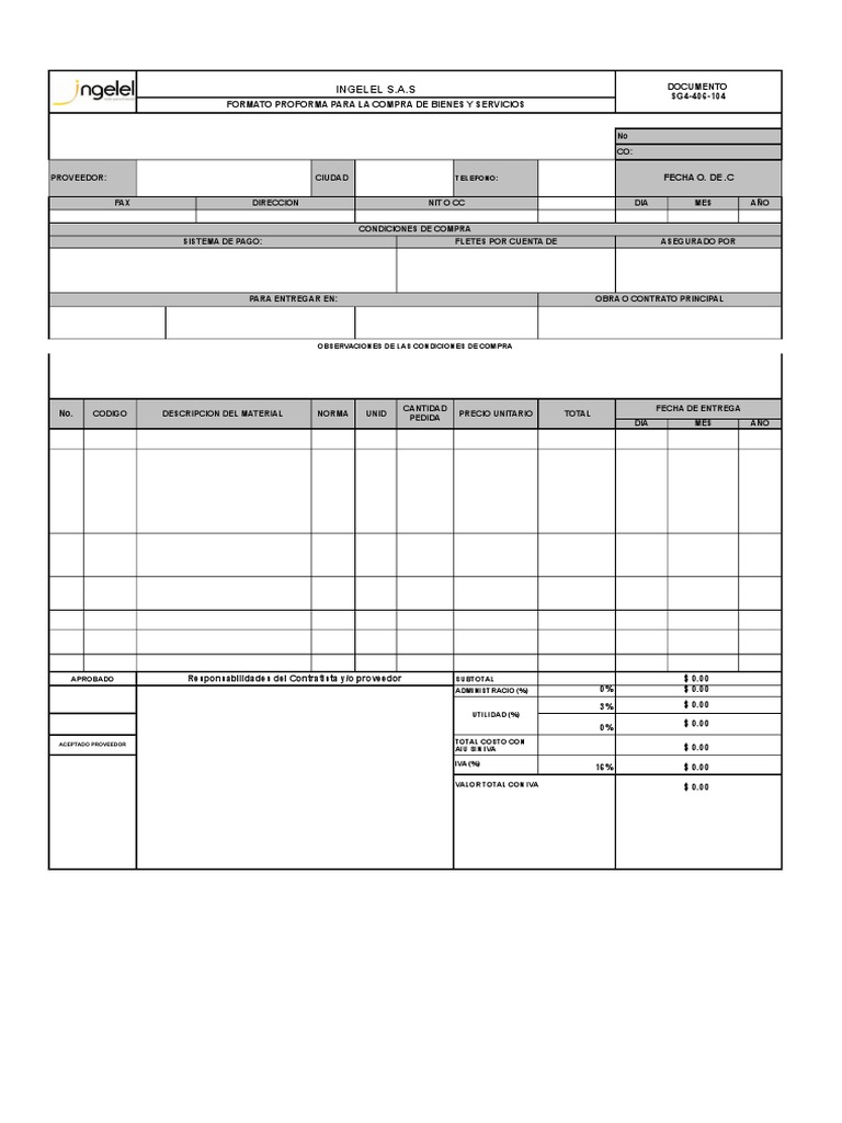 Orden de Compra Proforma | PDF | Business | Precios
