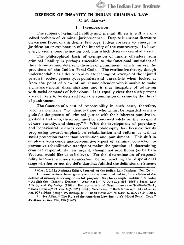 012 - Defence of Insanity in Indian Criminal Law (325-383) | Download ...