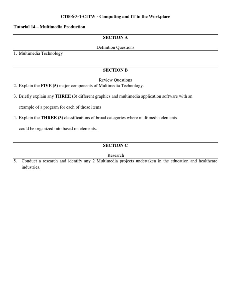 Tutorial 14 Multimedia - Question | PDF