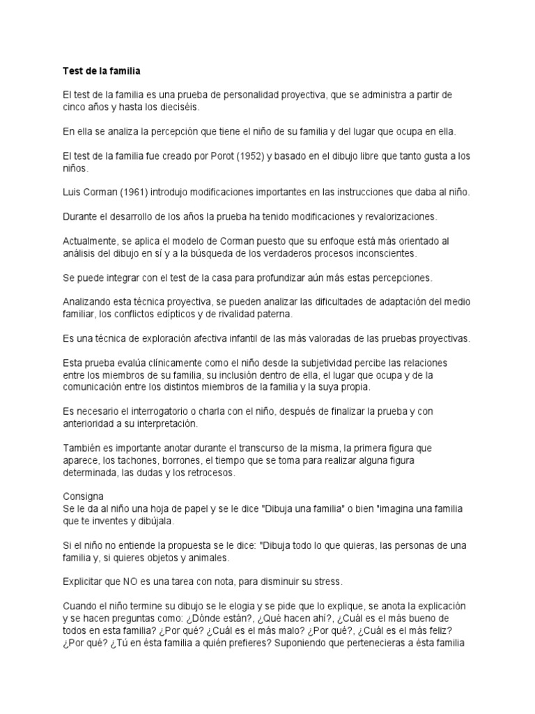 Test de La Familia | PDF | Paternidad/maternidad | Relaciones