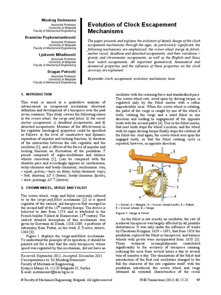 Evolution of Escapements - Ja PDF | PDF | Pendulum | Clock