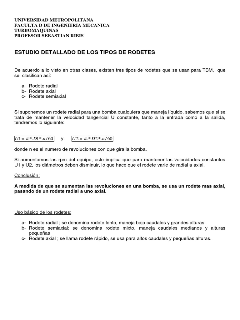 Clase12a Tipos de Rodete | PDF | Turbomaquinaria | Ingeniería mecánica