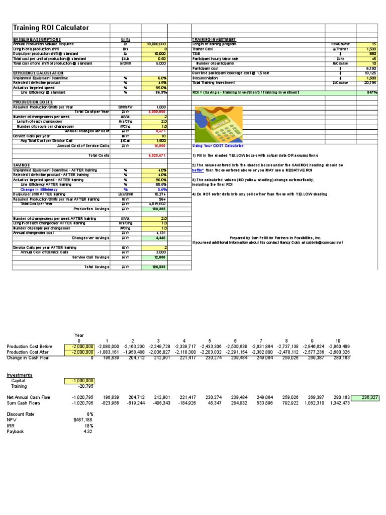 Training ROI Calculator: Using Your COST Calculator | PDF | Investing ...