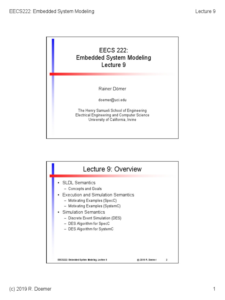 EECS 222: Embedded System Modeling: Lecture 9: Overview | PDF | Programming Language ...