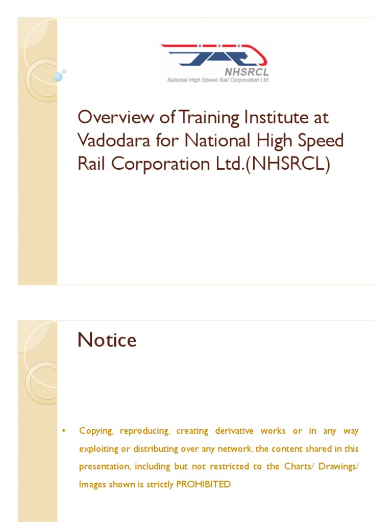 NHSRCL Technical 1527678437 NHSRCL Training Institute Details | PDF ...