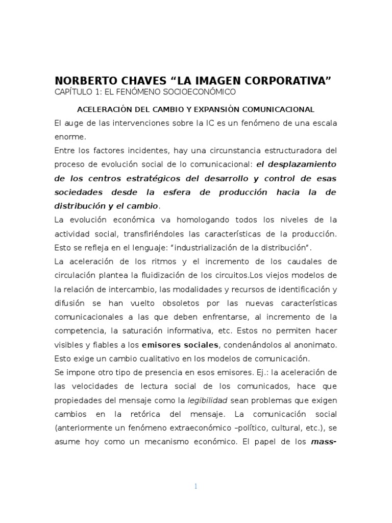 Norberto Chaves La Imagen Corporativa | PDF | Institución | Comunicación