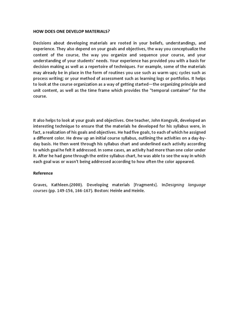 How Does One Develop Materials | PDF