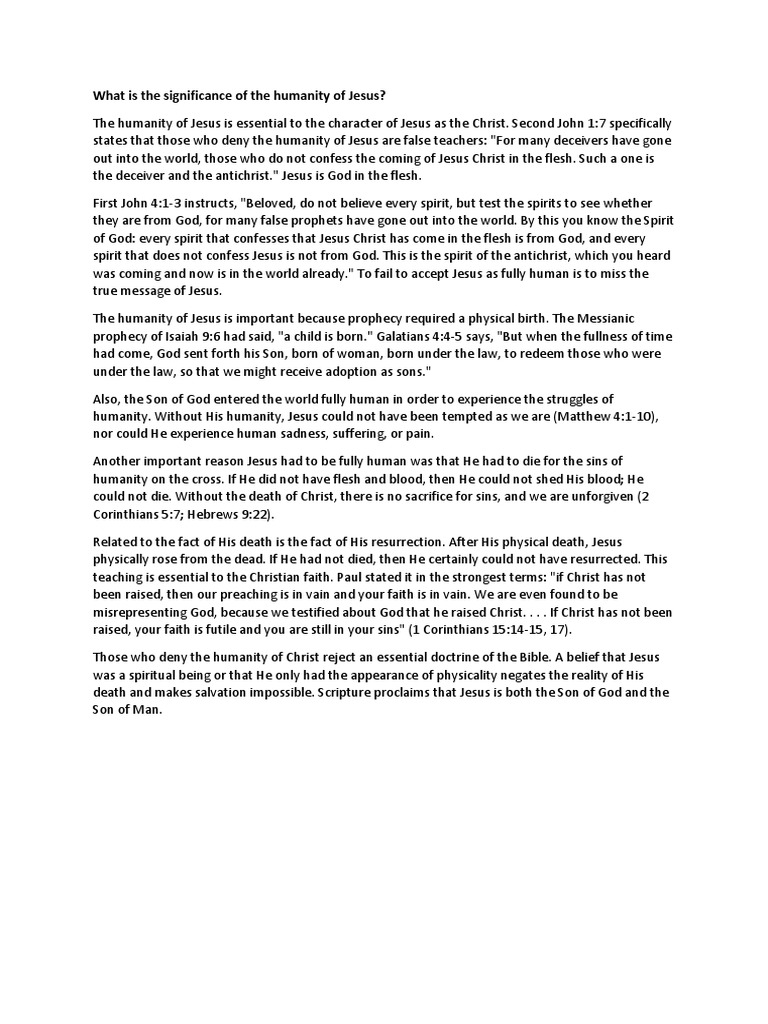 What Is The Significance of The Humanity of Jesus | PDF | Resurrection ...