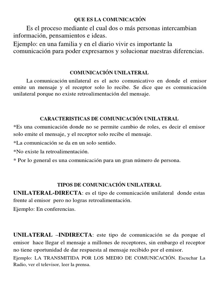 Comunicacion Unilateral | PDF | Coma | Puntuación