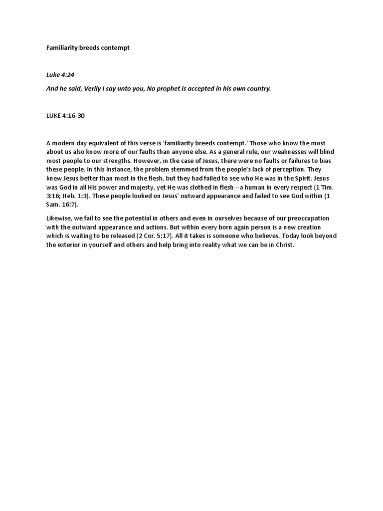 Familiarity Breeds Contempt | PDF