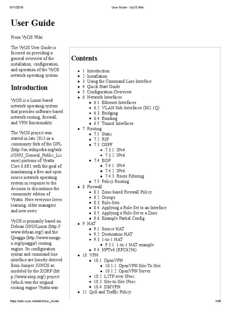 User Guide VyOS Wiki | PDF | Firewall (Computing) | Computer Network