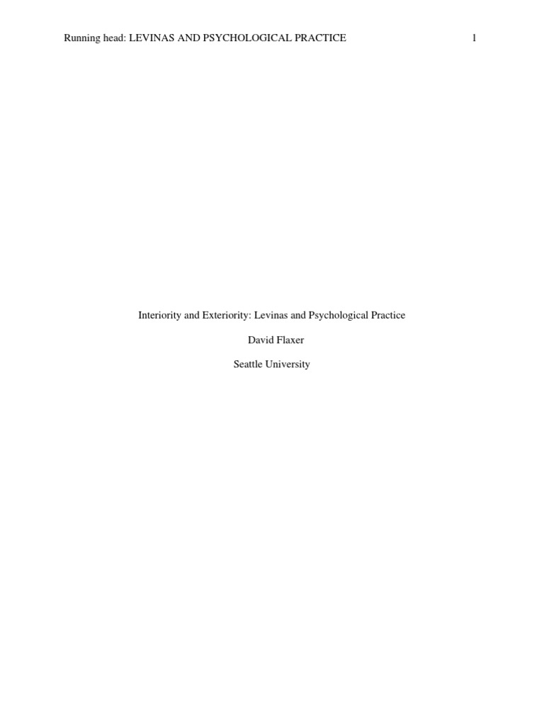 Flaxer Interiority and Exteriority | PDF | Psychotherapy | Psychoanalysis