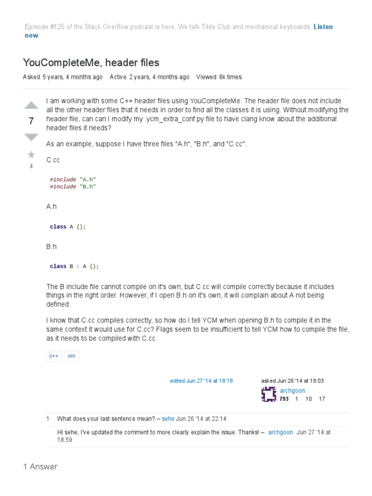 C++ - YouCompleteMe, Header Files - Stack Overflow | PDF | Computer Engineering | Software ...