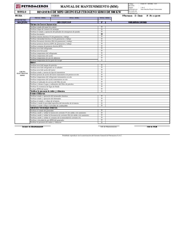 07 - Grupo Electropgeno SDMO 500 KW - TPM | PDF | Generador eléctrico ...