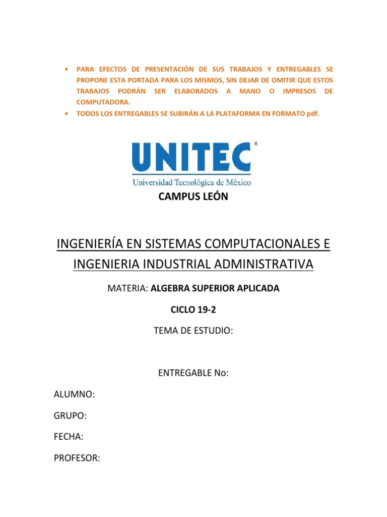 Portada para ENTREGABLES ALGEBRA SUPERIOR | PDF