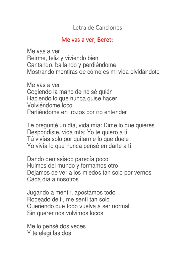 Letras de Canciones Modernas | PDF | Madonna (animadora) | Musica Popular