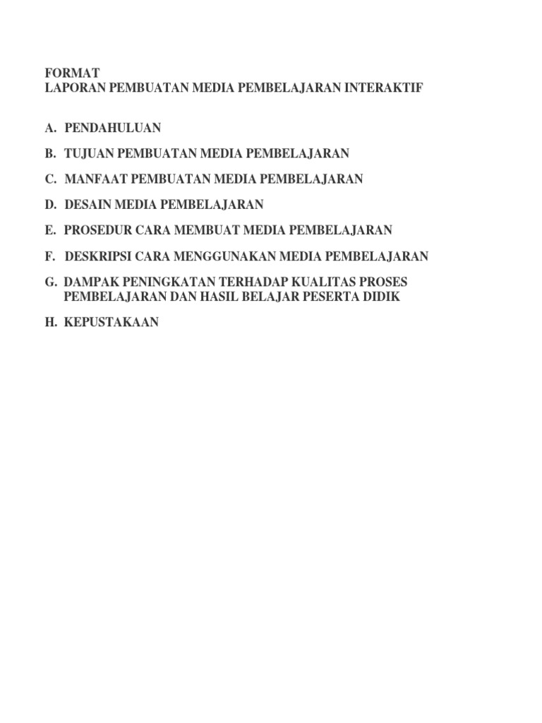 Format Laporan Pembuatan Media Pembelajaran Interaktif | PDF