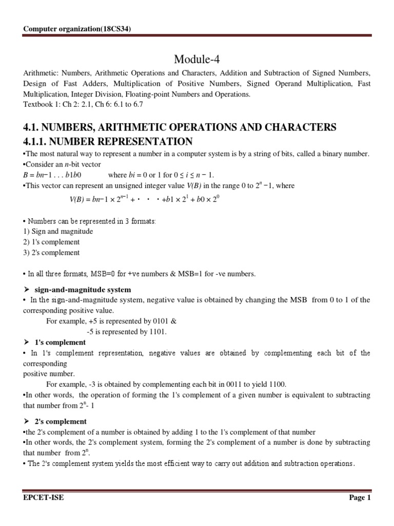 CO 18CS34 MOD4 Incomplete | PDF | Arithmetic | Areas Of Computer Science