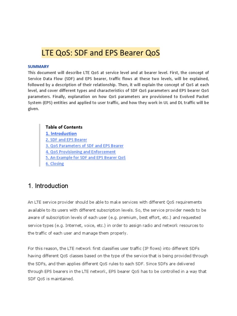 Lte Qos: SDF and Eps Bearer Qos | PDF | Quality Of Service | Ip Address