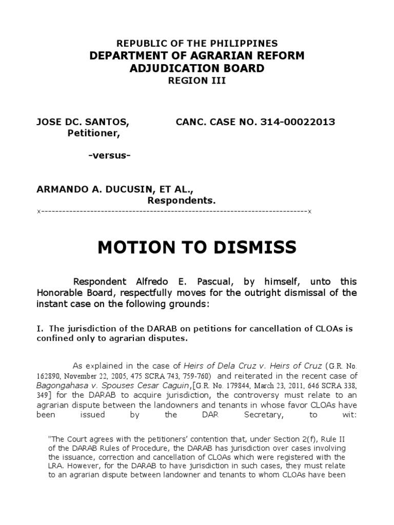 Motion To Dismiss | PDF | Public Law | Social Institutions