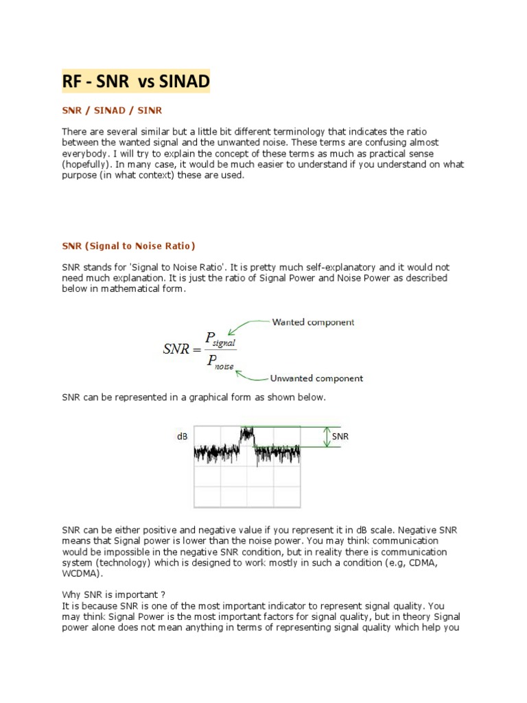 RF - Understanding SNR, SINAD & SINR | PDF | Duplex (Telecommunications ...