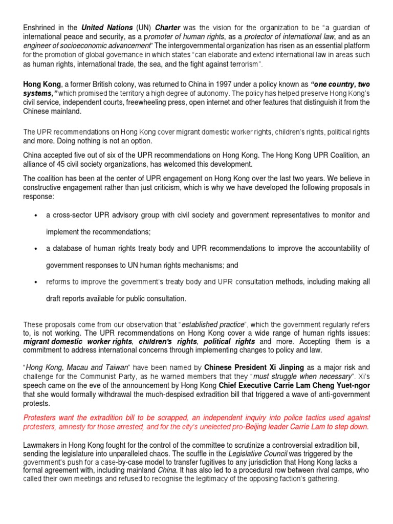 "One Country, Two Systems," Which Promised The Territory A High Degree ...