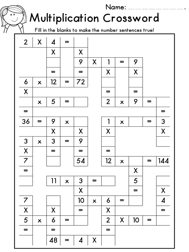 Multiplication Crossword Freebie | PDF