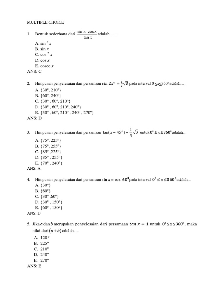 Soal Uts MTK Minat Kelas 11 Mipa Semester 1 | PDF